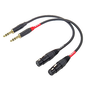 XLR to 1/4 TRS Cable 6.35mm Dual Channel to 3-pin XLR Female XLR to 1/4 Stereo Balanced Microphone Adapter 1ft