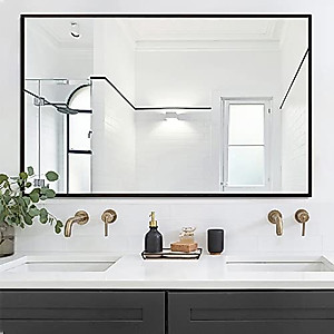 KIMREAL Bathroom Mirror 30x40 Inch, Black Frame Mirror 30"x40", Rectangle Wall Mounted Mirror, Metal Framed Vanity Mirror for Wall 30 by 40, Modern Mirror Hangs Horizontal Or Vertical