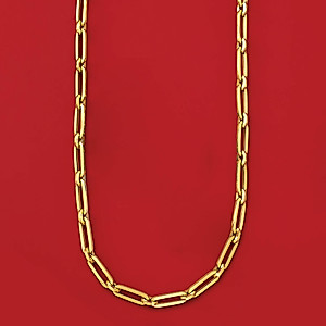 Ross-Simons Italian 14kt Yellow Gold Alternating Paper Clip Link Necklace. 20 inches
