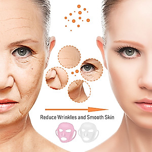 32 Pcs Facial Chest Neck Silicone Pad Reusable Face Forehead Patches Facial Sleeping Mask Cover for Smoothing Chest Neck Forehead Eye Mouth (Clear,Pink)