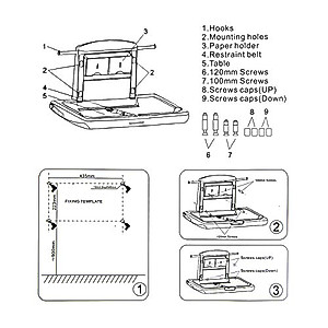 Modundry Fold-Down Baby Changing Diaper Station - Horizontal Wall Mounted, Sturdy & Durable with Safety Straps for Commercial Bathrooms(1 White Granite)