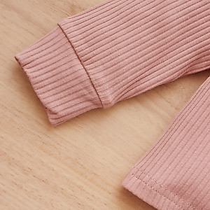 Thorn Tree Newborn Baby Girls Clothes Cotton Suit Cute Baby Kid Infant Toddler Play Wear Fall Winter Rainbow Outfits (Pink Rainbow & Strip Pants, 9-12 Months)