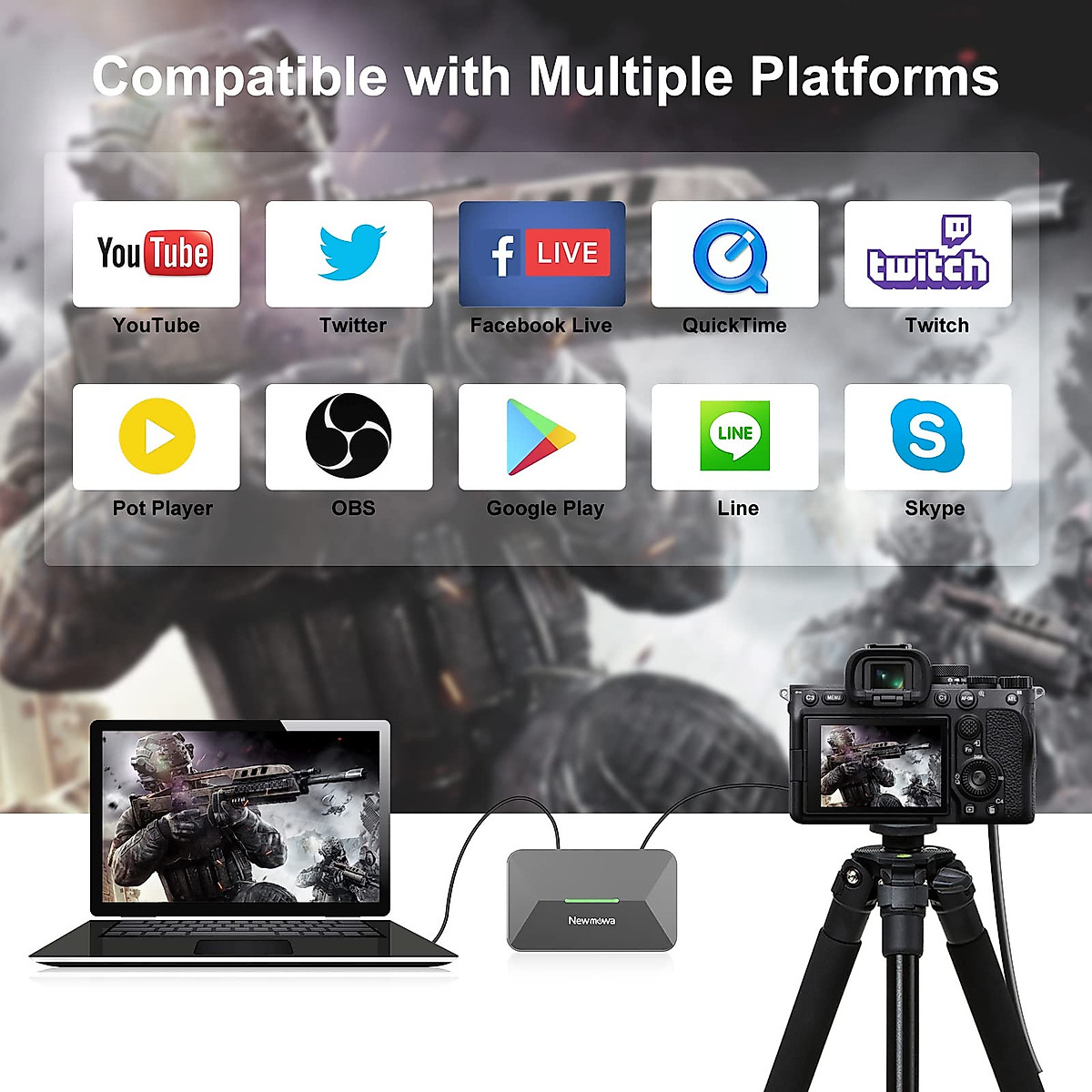 Newmowa 1080P Audio Video Capture Card, USB 3.0 HDMI Video Capture Device for Gaming Teaching Live Streaming Video Recorder, Compatible with Windows Mac OS System OBS Zoom