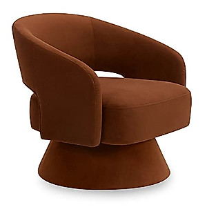 CHITA Swivel Accent Chair Armchair, Velvet Barrel Chair for Living Room Bedroom, Burnt Orange