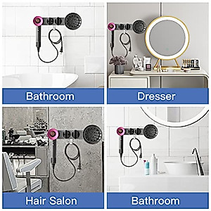 SINGSUO Hair Dryer Holder for Dyson, Wall Mount Blow Dryer Holder for Dyson, Magnetic Hair Dryer Wall Bracket, Hair Dryer Hanger, Hair Dryer Organizer for Dyson (Large, Gray)