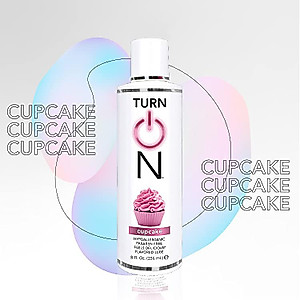 Turn On Cupcake Flavored Sex Lube 8 Ounce Premium Personal Lubricant - Long Lasting, Condom Safe, Vegan, Ph Balanced, Hypoallergenic & Paraben Free, Gel Lube for Men, Women, & Couples