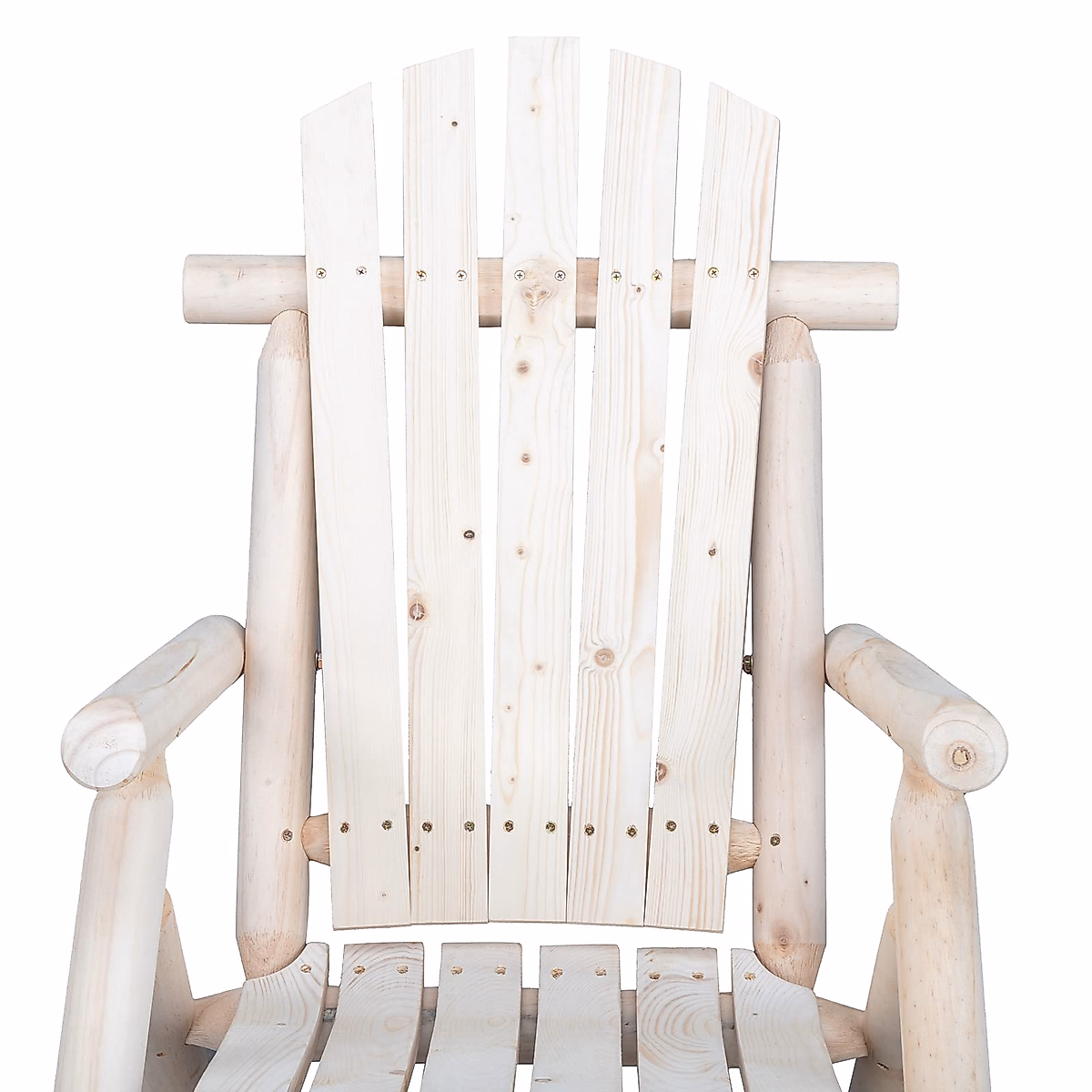 COOBL Log Rocking Chair,Solid Wood High Back Rocker,All Weather Resistant Porch Rocker for Lawn Garden Backyard Patio