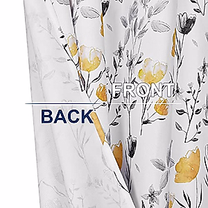 VERTKREA Valance Curtain, Yellow Flower Watercolor Valance for Window, Yellow Gray Floral Kitchen Curtains, Yellow White Rod Pocket Window Treatment Valance for Bathroom Basement, 52 x 18 Inches