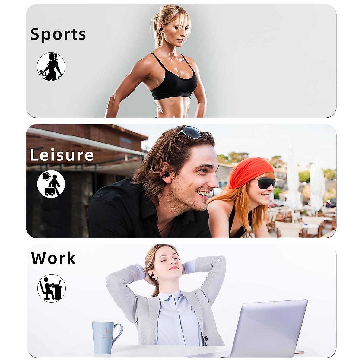 Clip-On Open Ear Headphones, Wireless Earbuds Bluetooth 5.3, Clip Earbuds with Digital Display Charging Case 80 Hours Playtime, IPX5 Waterproof Sports Earbuds for Cycling Running Work, Black