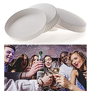 KISSHAKE 100 PCS Disposable Paper Cup Cover Hot Cup Lid Recycled Drinking Lid Coffee Cup Cover for Cafe Hotel KTV Bars, Paper Covers for Glassware, 2.95 Inches Diameter White Paper Cup Lids