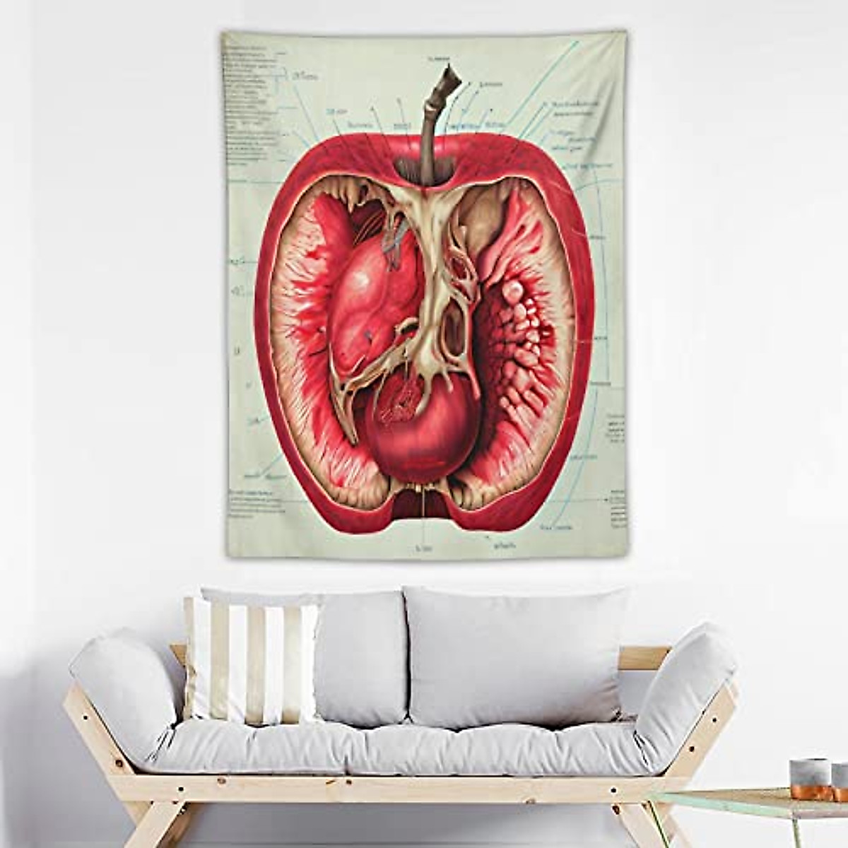 Joint Gou Color Anatomy Tapestry Human Internal Organs Tapestry Red Toxic Apple Tapestry Wall Hanging for Bedroom Living Room Dorm 30"x40"