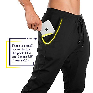 TBMPOY Men's Tapered Running Jogger Athletic Sweatpants Gym Training Pants Black M