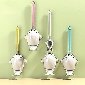 LUOWUYOU Cute Dolphin Toilet Brush, Funny Toilet Brush Silicone Toilet Brush Toilet Brush Novelty Set (Pink)