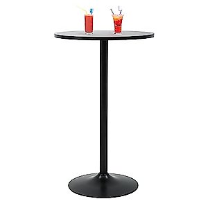 Round Bar Table 40" Height Modern Pub Table with Solid Top and Sturdy Metal Base, High Top Table for Kitchen, Dining Room, Bistro, Cocktail, Black