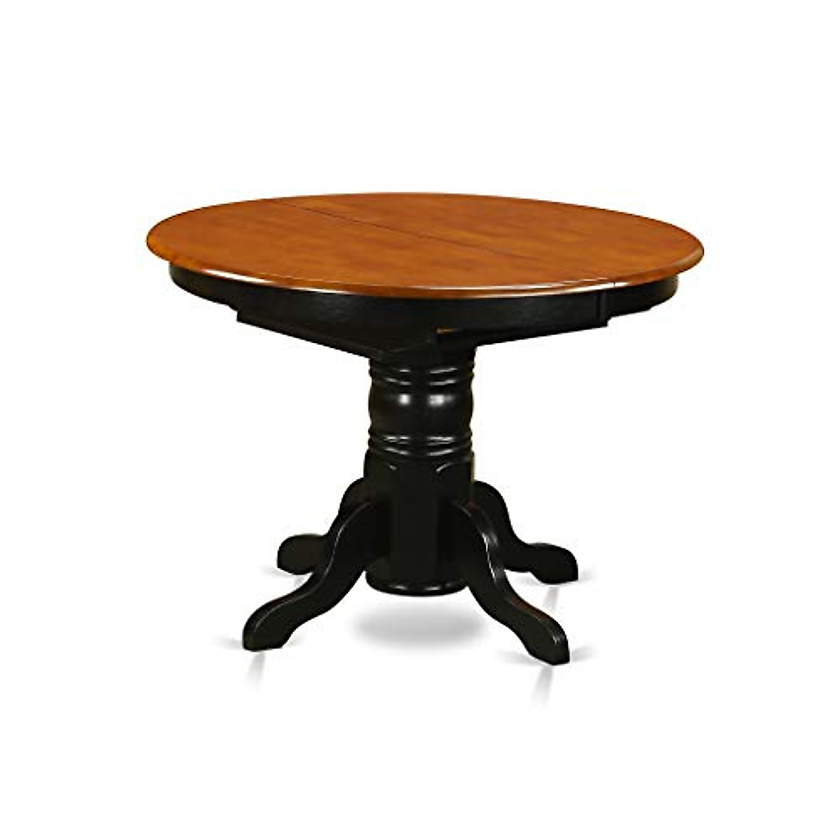 East-West Furniture AVON5-BLK-LC Kitchen Dining Table Set- 4 Dining Chairs with Faux Leather Seat and A Wonderful Butterfly Leaf Pedestal Dining Table (Cherry & Black Finish)