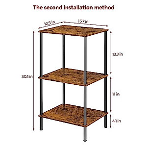 ETELI Tall End Table 3 Tier Side Table with Storage Small Nightstand for Small Spaces Living Room Bedroom 3 Tier Slim Table for Office