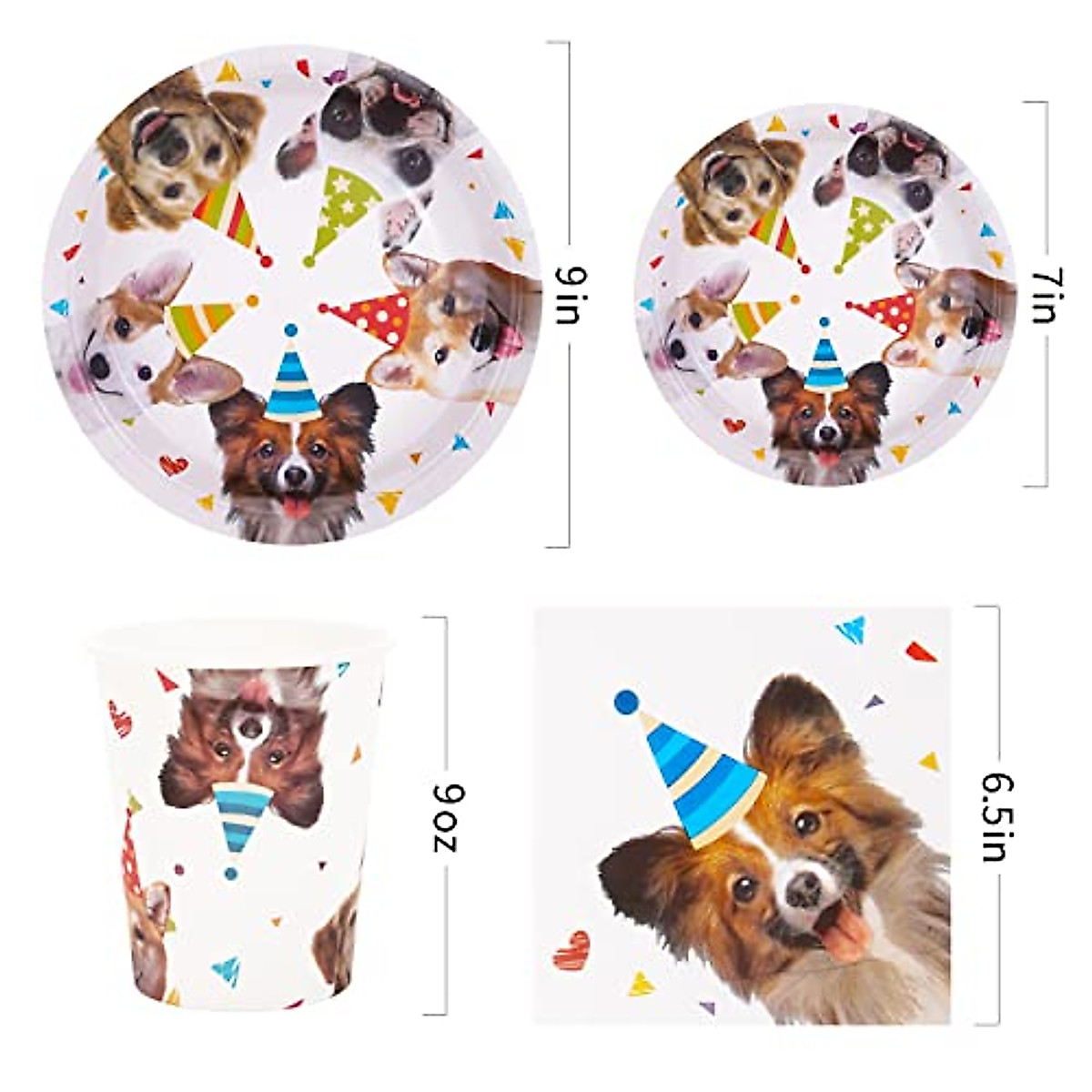 175PCS Dog Themed Birthday Party Supplies Dog Party Plates Cups and Napkins Sets for Puppy Dog Pals Birthday Party Decorations, Serves 25