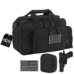DBTAC Gun Range Bag Small | Tactical 2x Pistol Shooting Range Duffle Bag with Lockable Zipper for Handguns and Ammo (Black)