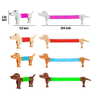 Dog pop tubes,Toy Dog,Animal pop Tubes,Robot dog,Fidget Toys for Kids,Sensory Toys for Kids 5-7,Dog Party Favors,small toys,dog toys for kids,sensory tubes,autism sensory products（4 Pack Dog）