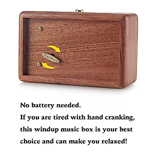 SOFTALK Vintage Jewelry Box Musical Boxs with Customizable Photos Case for Gifts Christmas Birthday and Valentine's Day（Simple Rosewood, Tune : Howl's moving castle-Merry Go Round of Life）