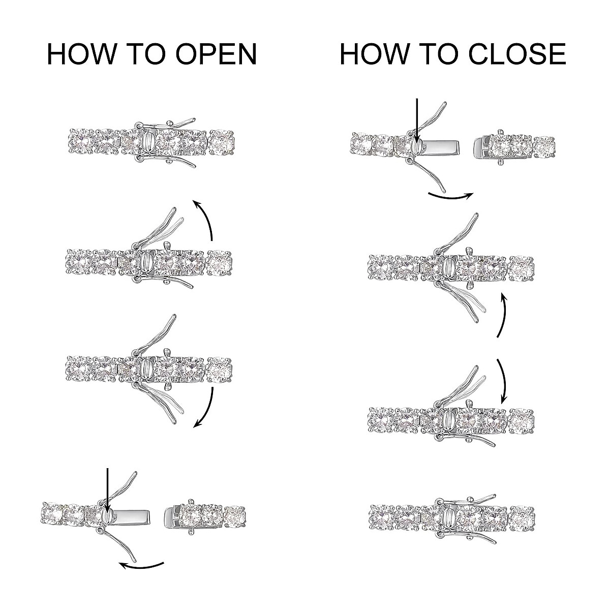 Gemsme 18K White Gold Plated 4.0 Round Cubic Zirconia Classic Tennis Bracelet 7.5 Inch For women