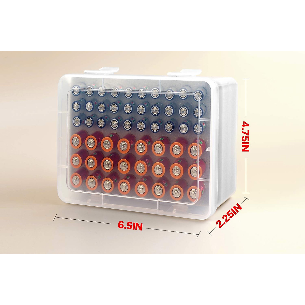 Battery Organizer Storage Box, Garage Case Holder for 24* AA, 30* AAA Batteries (Bag Not Include Batteries Pack)-White