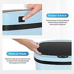 NiamVelo 13 Gallon Kitchen Trash Can Bathroom Trash Can Automatic Sensor Stainless Steel Trash Can Garbage Can with Lid by 4xC Batteries for Kitchen, Bathroom,Rest Room,Office (Blue)