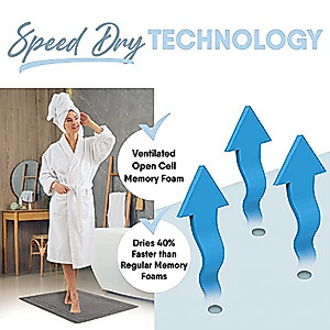 MICRODRY Quick Dry Memory Foam Luxury Framed Bath Mat Rug (Dark Grey, 2-Piece Set)