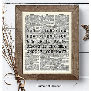 Strength, Perseverance, Uplifting 8x10 Motivational Poster - Upcycled Dictionary Decor, Art Poster, Home Decoration - Unframed Picture, Photo Print