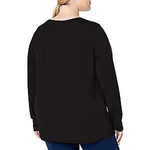 Amazon Essentials Women's Tech Stretch Long-Sleeve T-Shirt (Available in Plus Size), Black, Large