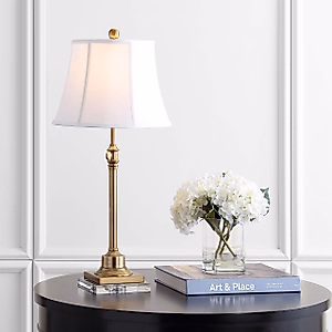 SAFAVIEH Lighting Collection Callen Crystal/ Brass Gold 21-31-inch Adjustable Bedroom Living Room Home Office Desk Nightstand Table Lamp Set of 2 (LED Bulbs Included)