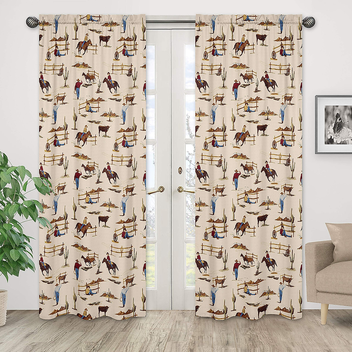 Sweet Jojo Designs Wild West Cowboy and Horses Print Window Treatment Panels - Set of 2