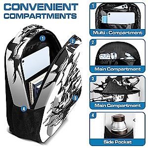 Genhuyiz Halloween Kids Backpack for School Trips and Outdoor Activities Halloween Horror Skeleton Decor 16 Inch Backpack for Boys and Girls