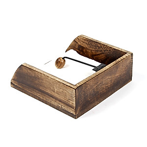 Wooden Napkin Holder Flat Scroll Collection, Bar Napkin Holder for Tables, Tableware Tissue Holder, Farmhouse Napkin Dispenser, Kitchen Bathroom Bedroom Countertop | 8" X 8" X 2.8" (Borwn)