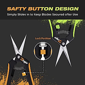 Zegos Bud Trimming Scissor 2 Packs Combo with Sorted Straight and Curved Blades, Precision Pruning Shears, Hand Pruning Snips, Garden Scissors for Herb and Bud Trimming, Bonsai Cutting