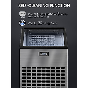 Joy Pebble Ice Maker Commercial, 200lbs/24H/8,800pcs, 90 Cubes/Cycle, Ice Size Control,24H Timer,Freestanding Ice Maker Machine Under Counter for Restaurant, Bar, Office, Home Partie