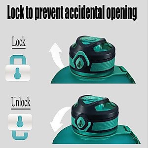 POPOACTI Sports Water Bottle, 63 Oz/1800mL, Leak Proof BPA Free Travel Outdoor For Men Women (Gradient_Cyan)