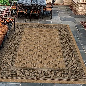 Couristan Recife Garden Lattice Indoor/Outdoor Area Rug, 8'6" Square, Cocoa-Black