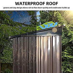 GRAVFORCE 5' x 3' Outdoor Metal Storage Shed, Outdoor Shed, Galvanized Steel Garden Shed with Single Lockable Door, Tool Storage Shed for Backyard, Patio, Lawn (Dark Grey)