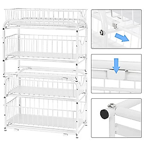 MOOACE 2 Pack Stackable 2 Tier Under Sink Cabinet Organizer with Sliding Storage Drawer, Pull Out Basket Organizer for Pantry, Under The Sink, Bathroom, Kitchen, White