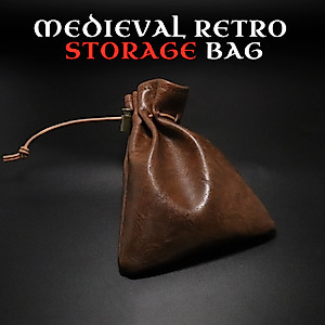 20 Fantasy Coins for DND Board Games Accessories & Leather Pouch for Waterdeep Metal Coins for Dungeons & Dragons Tablelap RPG Games Addons Medieval Game Retro Props