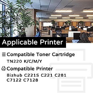 RIOMAN Toner Cartridge Compatible Replacement for Konica Minolta TN220 to Use with Bizhub C221S C221 C281 C7122 C7128 Toner Printer Magenta