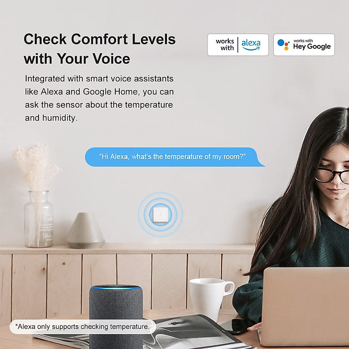 SONOFF SNZB-02 ZigBee Mini Indoor Temperature and Humidity Sensor for Checking the Room Climate, SONOFF ZigBee Bridge Required, Indoor Thermometer Hygrometer with Alert, Works with Alexa, Google Home