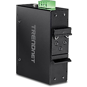 TRENDnet Hardened Industrial SFP to Gigabit UPoE Media Converter, IP30 Rated Housing, Includes DIN-Rail & Wall Mounts, Operating Temp. -40 to 75 °C (-40 to 167 °F), TI-UF11SFP, Black