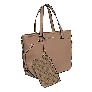 Alexis Bendel Women's Handbag Vegan Leather Shoulder Satchel Bag With Pouch 2 PCS Set Mauve