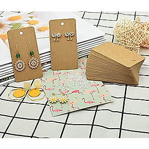 Twavang Earring Card Holder Set, 100Pcs Kraft Paper Earring Display Cards, 100 Pairs Clear Earring Backs with 100Pcs Self Adhesive Bags for Earrings Jewelry Display (Brown, 3.5" x 2")