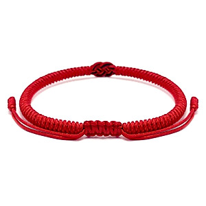 LAMIBEE Red and Black Infinity Bracelet, Love Multicolor Tibetan Lucky Bracelet, Surfer String Amulet Knot Bracelet Woven Thread for Men Women Friend and Couple, Peace and Protection (Red)