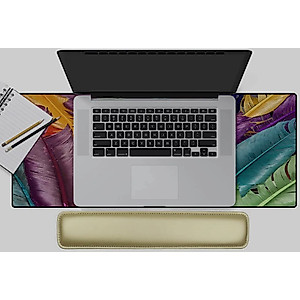Keyboard Wrist Rest Pad,Soft PU Leather Wrist Support with Interior Soft Cushion Foam for Office/Computer/Laptops/Keyboard,Easy Typing & Pain Relief,16.5" Gold