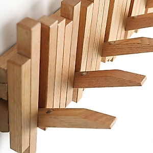 GOGREEBELL Natural Wood Wall Mounted Piano Coat Rack| Coat Rack Wall Mount| Flip Down Wall Hook Rack 7 Hooks| Entryway Wall Storage with Hooks,Made of Oak.Wall Art