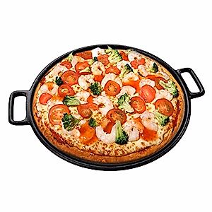 Home-Complete Cast Iron Pizza Pan-14” Skillet for Cooking, Baking, Grilling-Durable, Long Lasting, Even-Heating and Versatile Kitchen Cookware